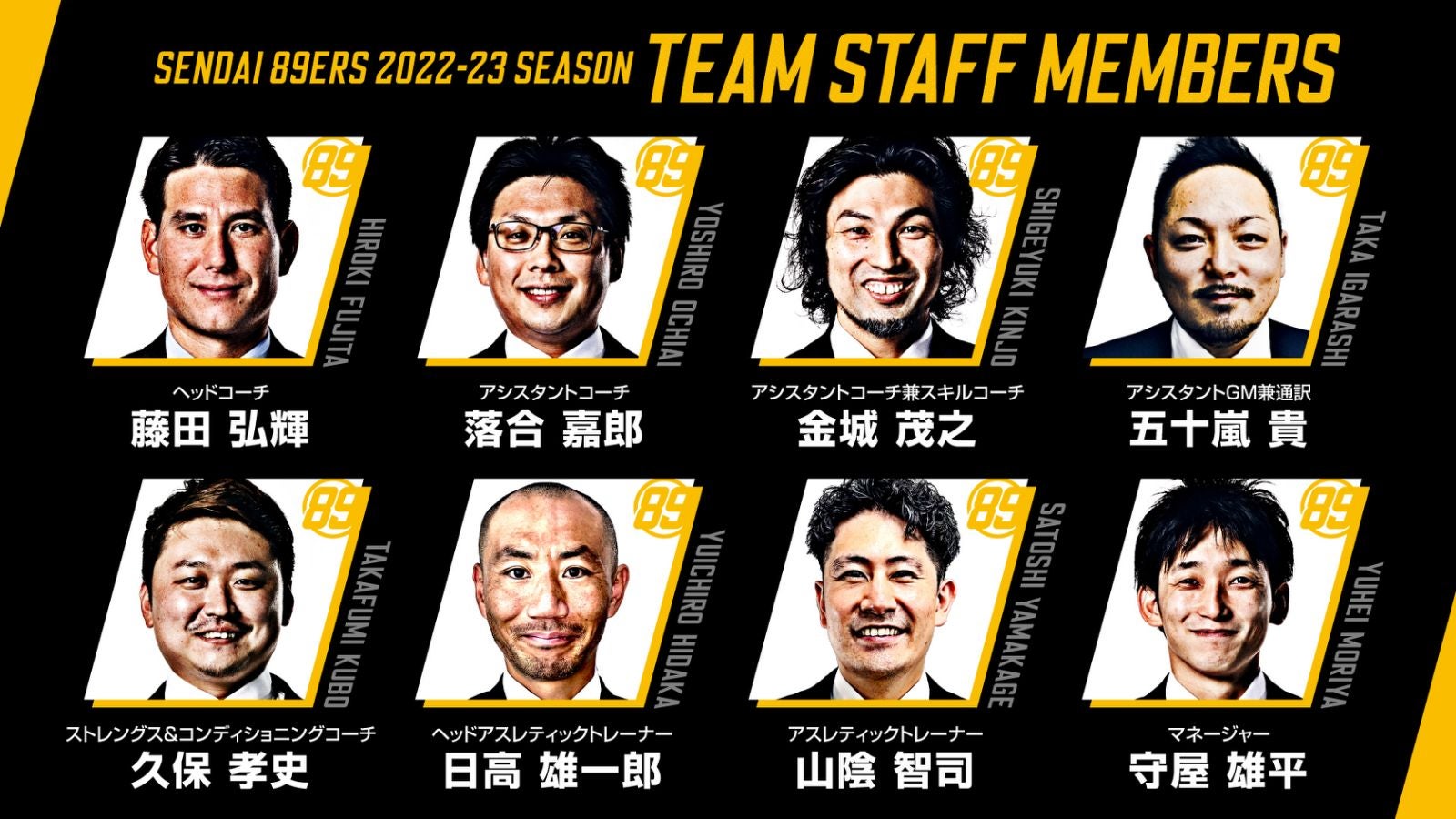 2022-23シーズンチームスタッフ体制のお知らせ | 仙台89ERS